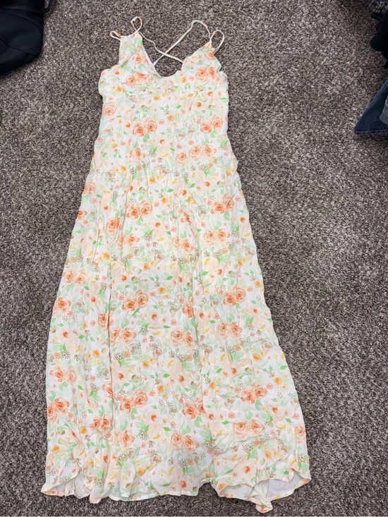 Pinkblush | Dresses | Pinkblush White Maxi Dress With Peach Floral ...